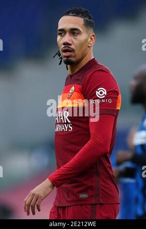 Chris Smalling of Roma reacts during the Italian championship Serie A ...