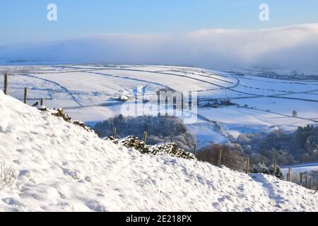Winter Wonderland, Heptonstall Moor in snow, above Hardcastle Crags and ...