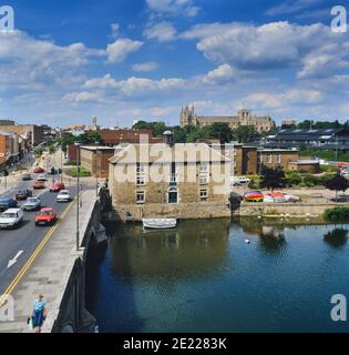 Aerial view of Peterborough Cathedral and city, Peterborough ...