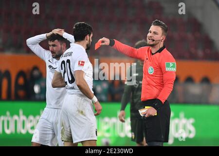 Referee Daniel Schlager shows Waldemar Anton (Dortmund) the yellow card ...