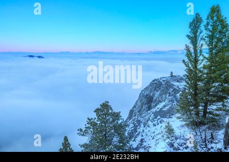 fog over the helena valley in winter viewed from mount helena city park ...