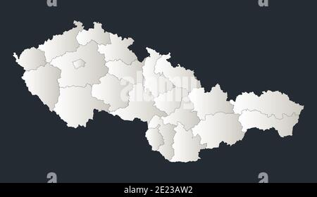 Infographics Czechoslovakia map, flat design colors, with names of ...