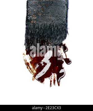 Liquid tar puddle isolated on white background Stock Photo - Alamy