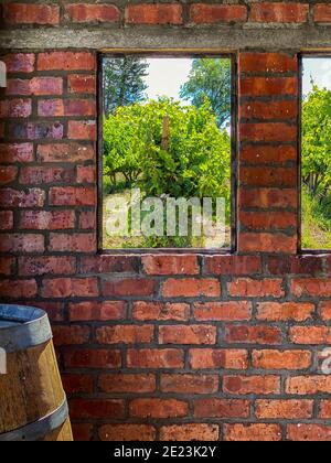 Vineyard view through a stone window at Lanzarote Stock Photo - Alamy