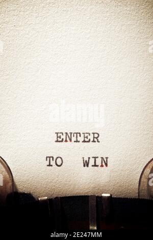 Word writing text Enter To Win. Business photo showcasing exchanging ...