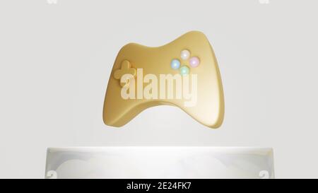 Cute minimalistic game joystick on pink background, computer gaming ...