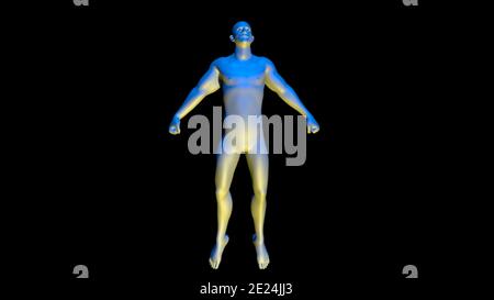 Man floating against black background. 3d rendering illustration Stock ...