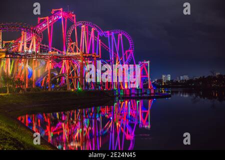 The stunning roller coaster lights up at night BANNER, LONG FORMAT ...