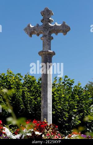 Saint-Martin church. Catholic cross, nails and Crown of thorns. Saint ...