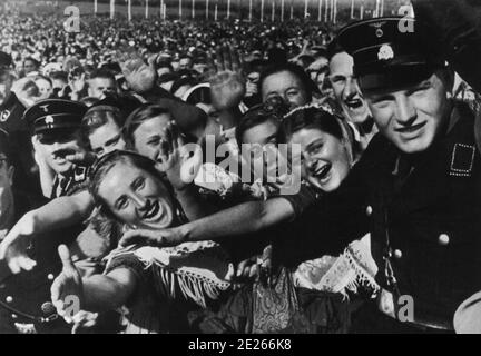Photo of Reich Chancellor Adolf Hitler (front left) and other high ...