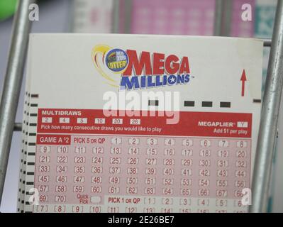 New York Lottery Mega Millions Playcard Still Life, USA Stock Photo - Alamy