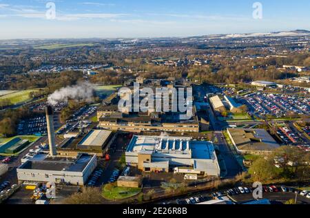 aerial view of Howden town centre including Howden Minster and Market ...