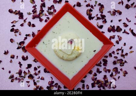 Rasmalai an Indian dessert, Pakistani sweet item made of milk, panner ...