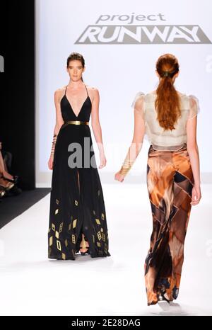 Models present the Laura Kathleen collection during the Project Runway ...