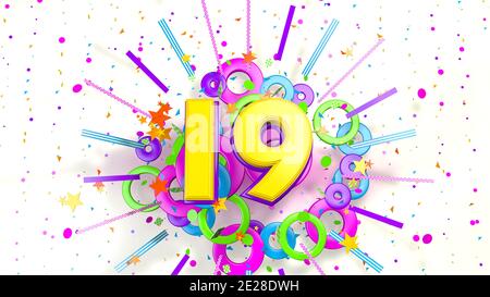 Number 19 Happy Birthday colorful paper cut out design Stock Photo - Alamy