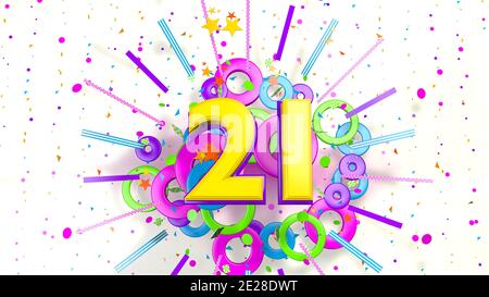 Number 21 Happy Birthday colorful paper cut out design Stock Photo - Alamy