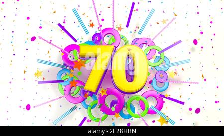 3d Purple Number 70 Illustration on dark purple background in isometric ...