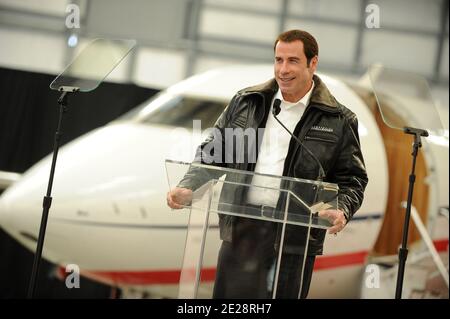 John Travolta unveils the new aircraft livery for the budget airline ...
