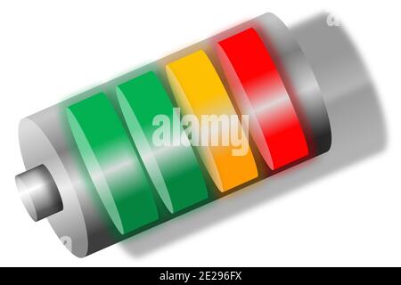 Illustration of empty batterie with red empty battery level on a white ...