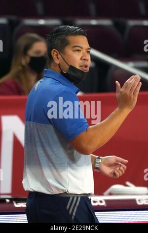 UC Riverside head coach Mike Magpayo calls out to players during the ...