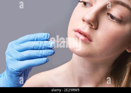 Loop device for medical design. Woman skin procedure. Natural cosmetic ...