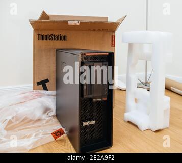 Paris, France - Nov 25, 2020: Lenovo ThinkStation P620 with AMD ...