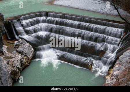 Lechfall and gorge Füssen, Bavaria, Germany. Bust of King Maximilian II ...