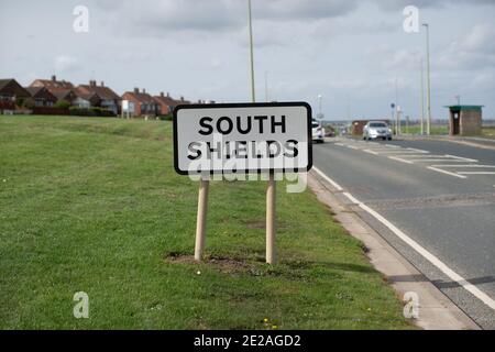 The welcome to South Shields sign on the outskirts of town, 2020 Stock ...