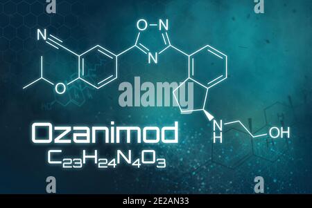 Chemical formula of Ozanimod on a futuristic background Stock Photo - Alamy