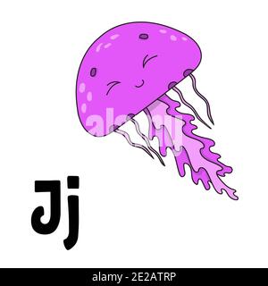 Alphabet flashcard with letter J for Jellyfish illustration Stock Vector Image & Art - Alamy