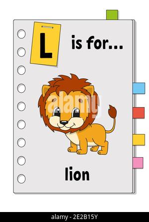Vocabulary flashcard with word Lion illustration Stock Vector Image ...