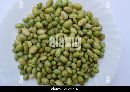 Hyacinth beans seeds known as Indian papdi or valor beans used in ...