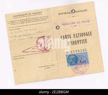 Old French national identity card issued in Des Sables d' Olonne in the ...