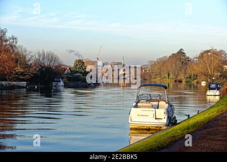 The riverside at Staines on Thames on a cold and sunny winters day ...