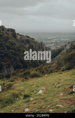 The view from the top of Cheddar Cliffs over Cheddar Gorge in the ...