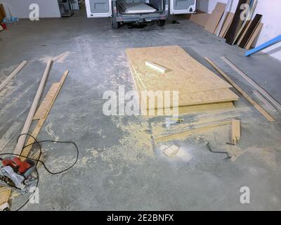 View of mess on working place. Reconstruction concept background Stock ...
