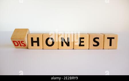 Be honest or dishonest symbol. Turned cube and changed concept words ...