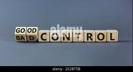 Bad or good control symbol. Turned wooden cubes and changed words bad ...