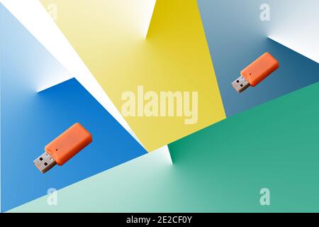 Modern USB stick inside abstract colorful polygon spaces Stock Photo ...