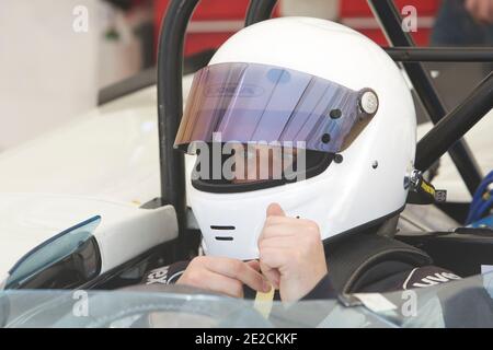 Scottish drummer Neil Primrose of Travis band, takes part in a motor ...