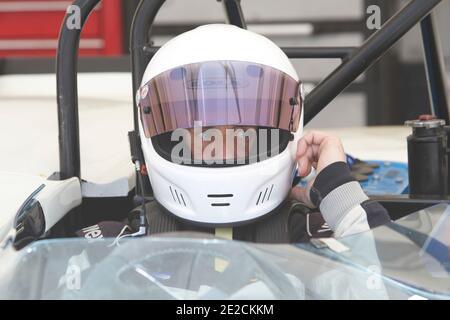 Scottish drummer Neil Primrose of Travis band, takes part in a motor ...