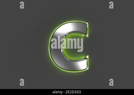 Grey brassy font with green shine reflective outline - letter E ...