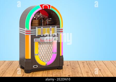 Vintage jukebox front view, 3D rendering isolated on white background ...