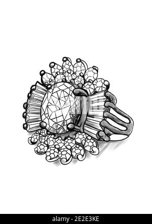 Jeweller sketching ring design on paper at workbench Stock Photo - Alamy