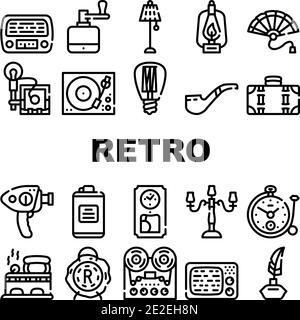 Retro Stuff Devices Collection Icons Set Vector Stock Vector Image ...