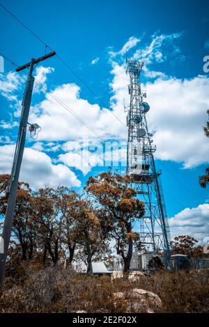 Telecom communication tower in Australian outback, Quobba, Northwest ...
