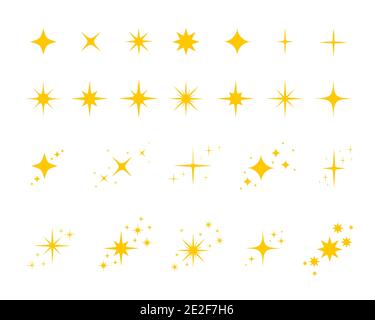 Yellow sparkles symbols vector. The set of original vector stars sparkle icon. Bright firework ...