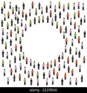 Gathering people group top view, walking men and women, social crowd ...