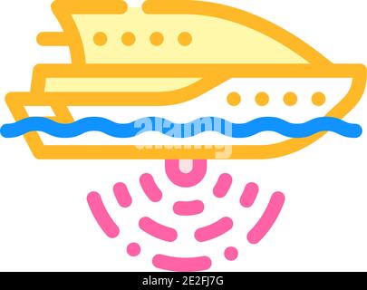 ship with seabed sonar icon color illustration Stock Vector Image & Art ...