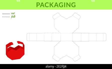 Heart packaging box die cut template. laser cut lines. Cut and Fold ...
